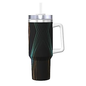 HULIBIN Colorful Lines Art Print Double Deck Stainless Steel Travel Coffee Cup With Lid 40 Oz Ice Bully Cup