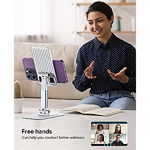 KEUASX Foldable Cell Phone Stand for Desk,Adjustable Mobile Rotatable Phone Holder for Office,Portable iPhone Stands Thick Case Friendly Compatible with iPhone 14/13/12Pro Max, Google Pixel