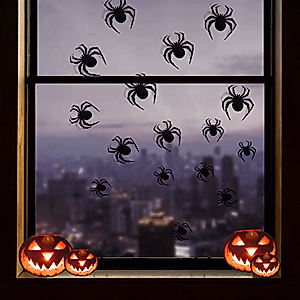 Halloween Home Decorations, 60 PCS 3D Large Spider, Realistic PVC Spider Stickers for Halloween Eve Party Supplies, DIY Scary Room Wall and Window Decor