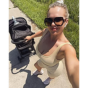 OQQ Women's 3 Piece Tank Shirt Ribbed Seamless Workout Exercise Yoga Crop, Black Coffee Beige, Small