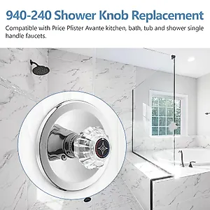 Price Pfister Old Style Avante Series Shower Faucet Handle Replacement - Compatible with 940-240, Clear Acrylic Single Handle Tub Faucet Knob
