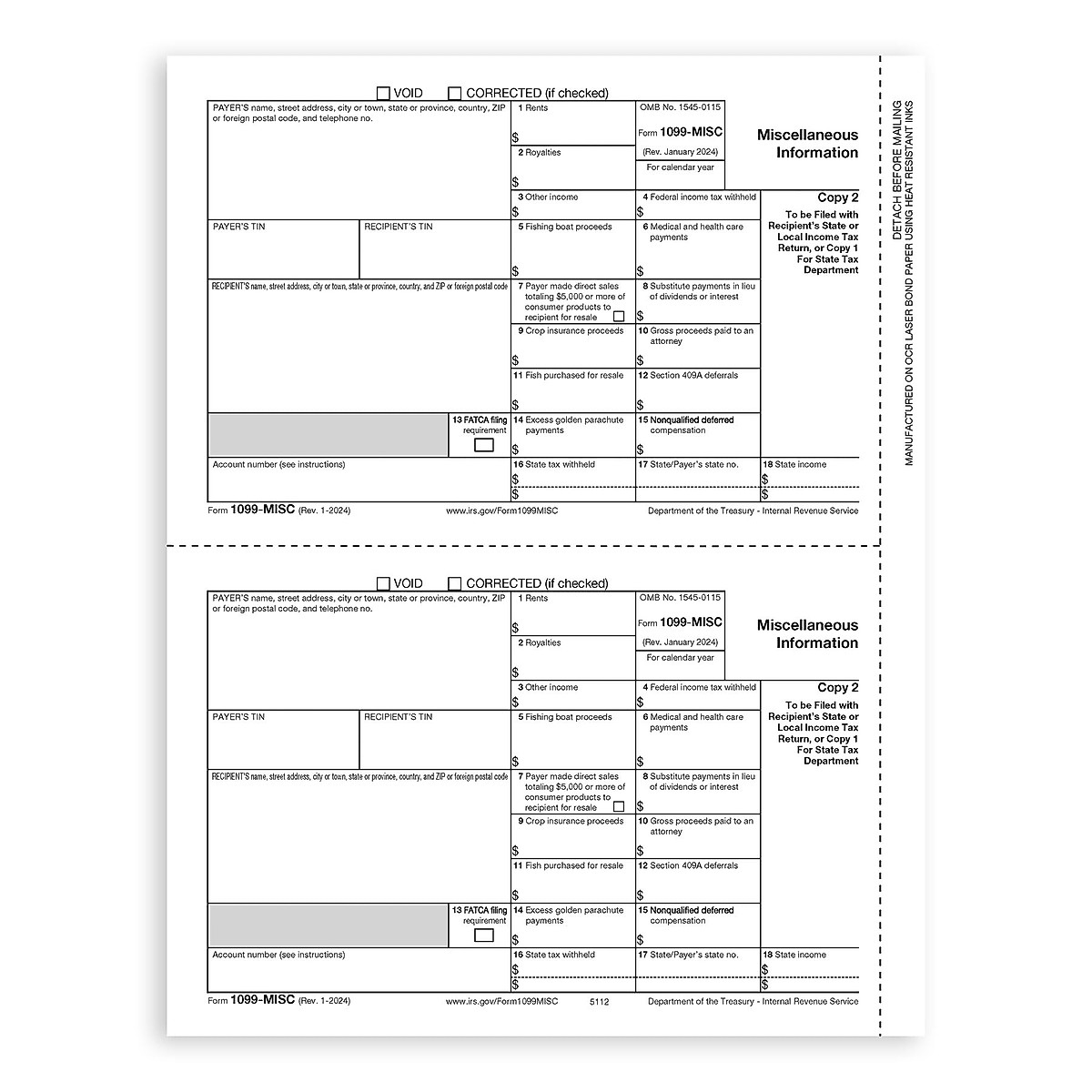 1099 MISC Forms 2022, 4 Part Tax Forms Kit, 25 Vendor Kit of Laser Forms, Compatible with QuickBooks and Accounting Software, 25 Self Seal Envelopes Included