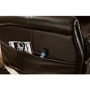 Signature Design by Ashley Markridge Faux Leather Modern Electric Power Lift Recliner for Elderly, Brown