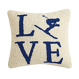 Peking Handicraft 31JES1712C12SQ Love Ski Hook Pillow, 12-inch Square, Wool and Cotton