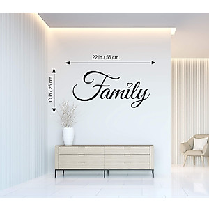 World of Wall Decal Family Wall Decal Quotes Sayings Family Words Sign Decor for Living Room Wall Art Lettering Vinyl Stickers (10Hx22W inches Matte Black)