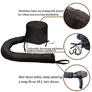 Bonnet Hair Dryer Hood With Silicone Hair Curlers-Soft Hooded Hair Dryer Bonnet with long hose For Relax,Speeds drying,easy for Drying,Styling,Curling&Deep Conditioning Fits All Head&Hair Sizes