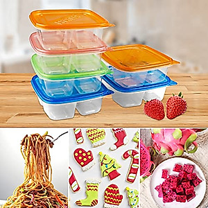 Bercoor 18 Pcs Reusable Bento Snack Food Containers, 4 Compartments Leakproof Food Prep Containers for School, Work and Travel
