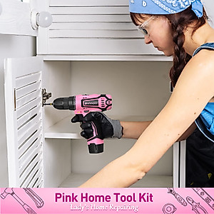 Bielmeier 12V Pink Cordless Drill Set - Essential Women's power drill tool set for Home Projects - Complete Ladies Tool Set with Stylish Pink Accessories, Ideal for Home Maintenance Valentine's Day