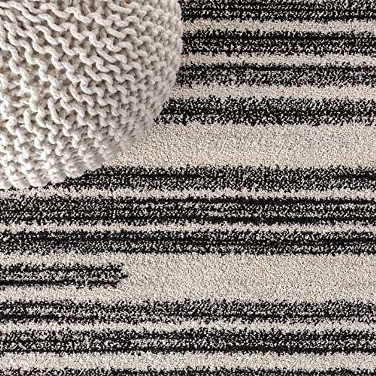 JONATHAN Y MOH207A-28 Khalil Modern Berber Stripe Indoor Farmhouse Area-Rug Bohemian Minimalistic Striped Easy-Cleaning Bedroom Kitchen Living Room Non Shedding, 2 X 8, Cream,Black