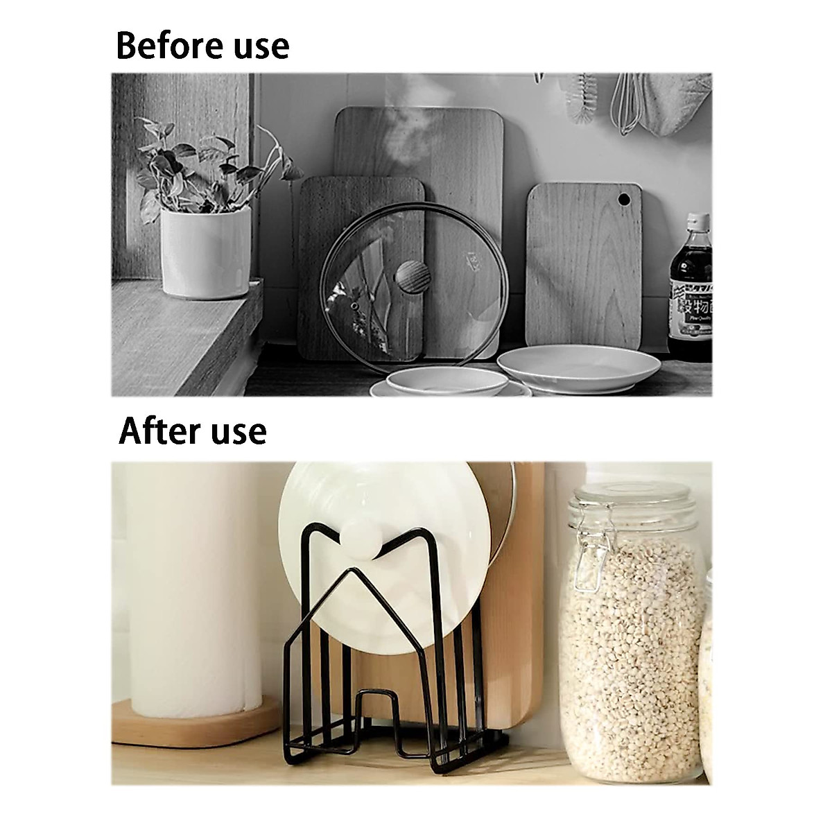 Tikxlafe Iron Cutting Board Rack, 5.9 x 4.9 x 8.7 in, Black