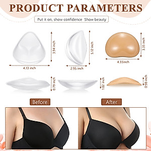3 Pairs Silicone Bra Inserts Lift Breast Pads Breathable Push up Sticky Bra Breast Cups Silicone Gel Bra Inserts for Women(Stylish,Medium)