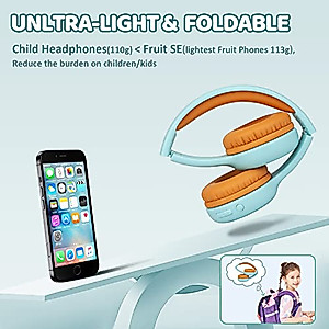 KO-STAR Kids Headphones, Wireless Bluetooth Headphones for Toddlers, 3.5mm Audio Green Headphones with Microphone, Foldable Noise Canceling Headphones for School/ipad/Kindle/Tablet/PC(Limited 85dB)