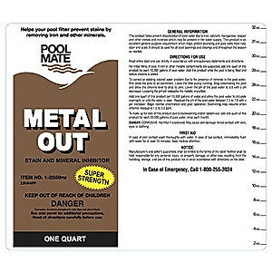 Pool Mate 1-2550-04 Metal Out Stain and Mineral Inhibitor for Swimming Pools,1-Quart, (Pack of 4)