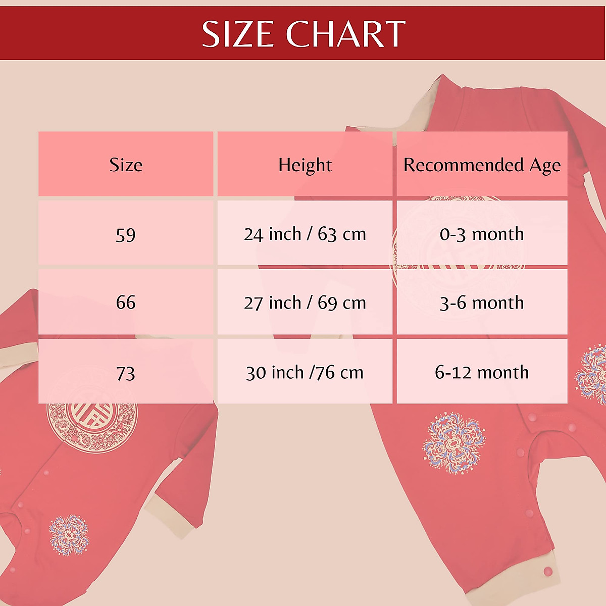 Coco Dolphin Baby Red Outfit 1 Month 100 Days Newborn Infant Boy Girl Bodysuit Chinese New Year Lunar Tang Suit (Size 66)