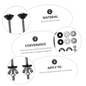 FUOYLOO 1 Pair Toilet Bolt Rubber Washers Toilet Washers Bolts Toilet Fixing Bolt Bolts and Nuts Kit Stainless Screws Toilet Seats Cover Screws 304 Stainless Steel Fastener Water Tank