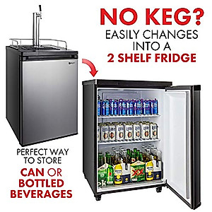Kegco Kegerator Full Size Keg Refrigerator - Single Faucet - D System, Stainless Steel