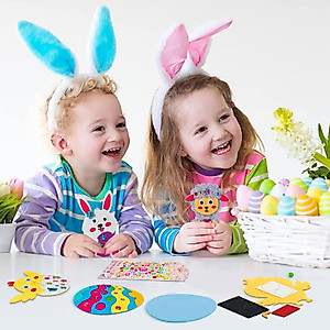 mengooo Easter Craft Kits for Kids,6 Pieces DIY Rabbit Felt Craft Ornaments,Easter Spring Party Decorations,Felt for Kids Wall,DIY Decals Art Ornaments Gift for Kids Window Scrapbook