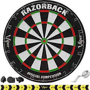Viper Razorback WDF Accredited, Official Competition Bristle Steel Tip Dartboard Set w/ Staple-Free Razor Thin Spider Wire Self-Healing , Multicolored, One Size, 42-6006