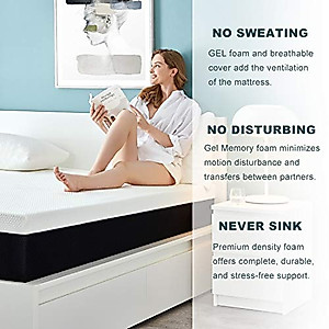 Molblly 10 Inches King Size Mattress, Gel Memory Foam Mattress in a Box, Back Pain Relief ＆ Cool Bed, 10-Year Support Mattress, Fiberglass Free, Ultimate Motion Isolation, Premium King Bed