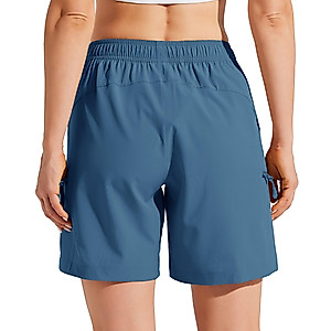 Willit Women's Shorts Hiking Cargo Shorts Quick Dry Golf Active Athletic Shorts 7" Lightweight Summer Shorts with Pockets Ocean Blue L