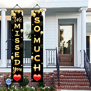 Pimvimcim Welcome Home Decorations We Missed You So Much Door Banner, Welcome Back Home Family Porch Sign Party Supplies, Patriotic Military Homecoming Army Deployment Returning Back Backdrop Decor