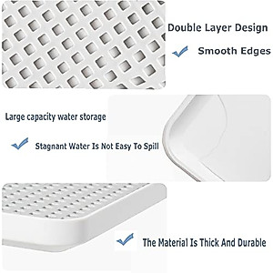 lengenyen 2pcs Drain Board for Kitchen, 2 Tier Dish Drying Rack Set with Drainboard+1pc Cup Brush for Kitchen Counter,Sink,Coffee Bar,Bottle Shelf,Or Cup Holder(White)