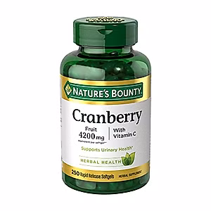 Nature’s Bounty Cranberry 4200mg With Vitamin C, Urinary Health & Immune Support, Cranberry Concentrate, 250 Rapid Release Softgels