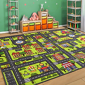 Zareas 3x5 Feet Kids Area Rug Play mat Car Rug for Playroom, Children Educational City Traffic Road Map Fun Car Carpet, Car Rug for Boys Bedroom, Upgrade Anti-Skid Rectangular for Kids Rugs, 60''x36''