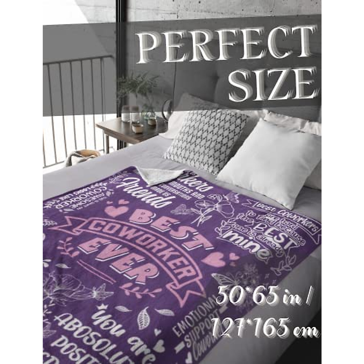 InnoBeta Coworker Leaving Gifts for Women Flannel Blankets Throws, Going Away Gift for Coworker, Leaving Farewell New Job Presents (50"x 65") - Purple - Best Coworker Ever