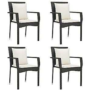 WFAUIBR Dining Set with Cushions 5 Piece Patio ，Bistro Sets,Coffee Table Sets, Whether You Have a Balcony, Lawn, Garden, or Poolside, This Set is Outdoor Spaces，Black，5 Piece 35.4"