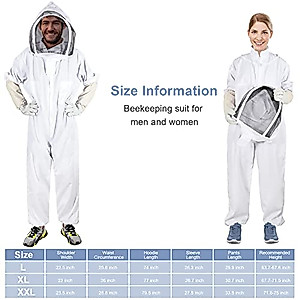 Bee Suits for Men Women,Bee Keeper Suite with Beekeeping Gloves,Beekeeping Suit with Veil Hood,Fully Body Durable Beekeeper Suite,Suitable for Professional Beekeepers and Beginners（L）