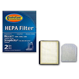 EnviroCare Replacement HEPA Vacuum Cleaner Filters Designed To Fit Riccar: RF15, 1500P, 1500M, 1800S and Simplicity: S24, S20, S18 2 Filters