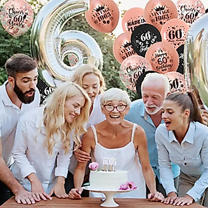60th Birthday Decorations for Women, 40pcs Rose Gold Theme Party Decorations, Rose Gold Latex Balloons and Confetti Balloons, Happy 60th Birthday Party Anniversary Supplies for Her