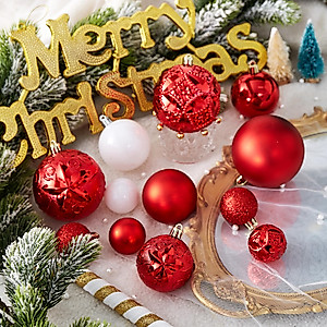 87-Pack Shatterproof Christmas Ball Ornaments Set, Christmas Tree Decorations with Hand-held Gift Package for Xmas Tree Holiday Wedding Party, Red