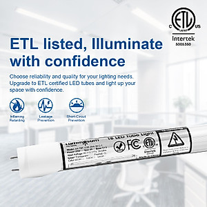 LUMINOSUM T8/T10/T12 4 Foot LED Light Tube 20W 48 inch, 40W Equivalent, Daylight 5000K, Clear Cover, Dual-end Powered, Ballast Bypass Retrofit, ETL Listed, 25-Pack