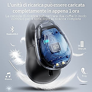 Open Ear Bone Conduction Headphones True Air Conduction Bluetooth 5.3 Wireless Bluetooth with Digital Display Charging,IPX7 Waterproof Earphones Sport, Clip-on Earphones, for Running, Walking, Workout