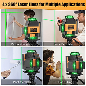 OMMO Laser Level, 16 Lines Green Laser Level Self Leveling Tool, 150ft Mini Laser Level Beam Tool with Two 360° Vertical and Two 360° Horizontal Lines, Magnetic Stand USB Cable Included