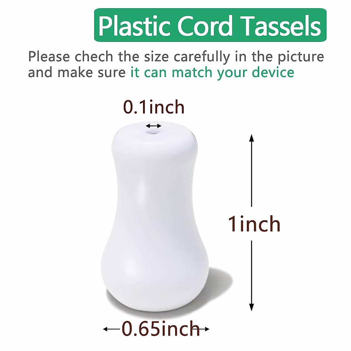 20pcs White Plastic Cord Tassel, Blind Pull Cord Knobs, Window Blind Cord Pulls Drops Pull End for Blinds Or Shades