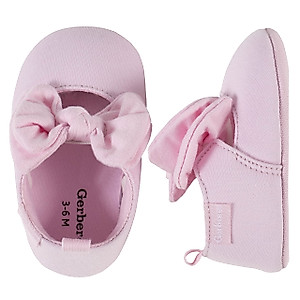 Gerber Baby Girls Newborn Infant Girls Ballet Crib Shoe Pink Bow 3-6 Months