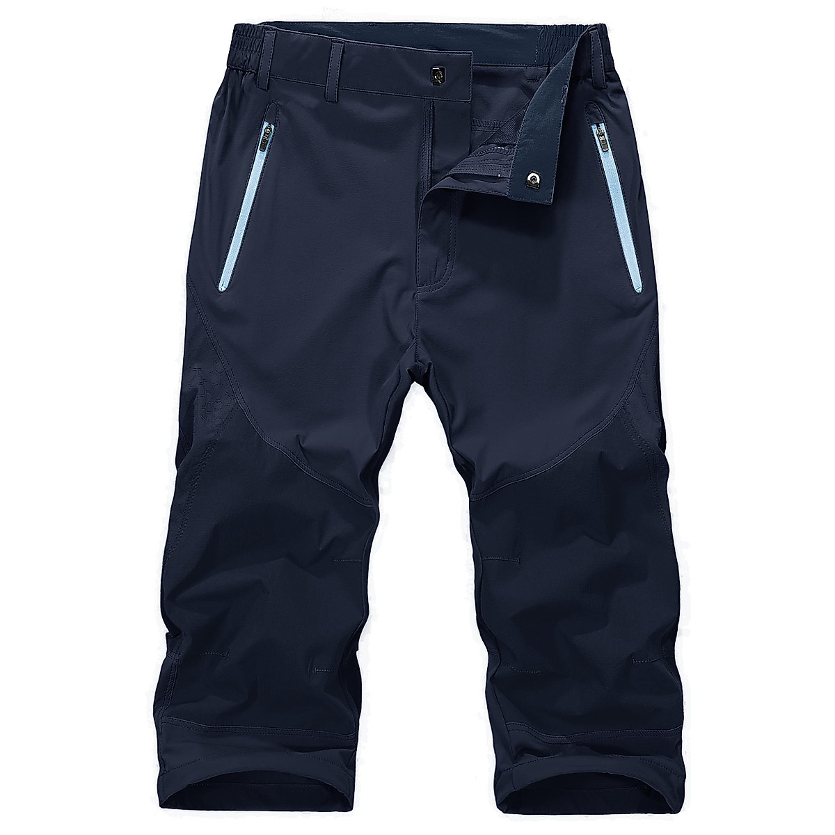 MAGNIVIT Long Shorts for Men Hiking Cargo Shorts Quick Dry Lightweight Capri 3/4 Cropped Pants Navy Blue