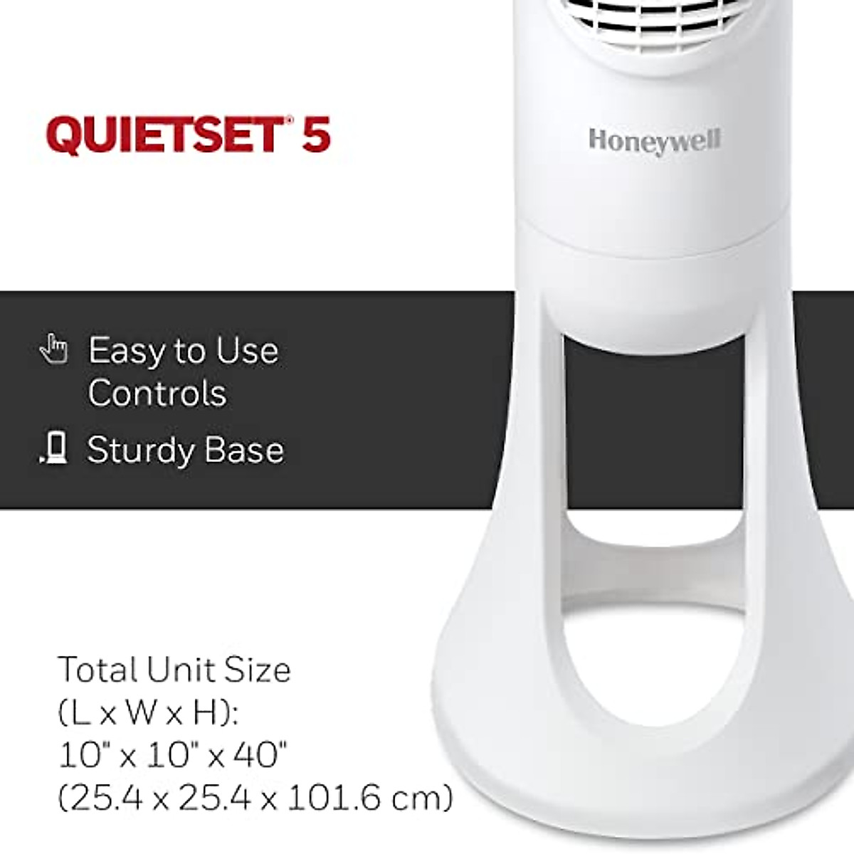 Honeywell QuietSet Tower Fan 5 Speed - White