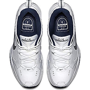 Nike Men's Air Monarch IV Cross Trainer, White/Metallic Silver, 10.5
