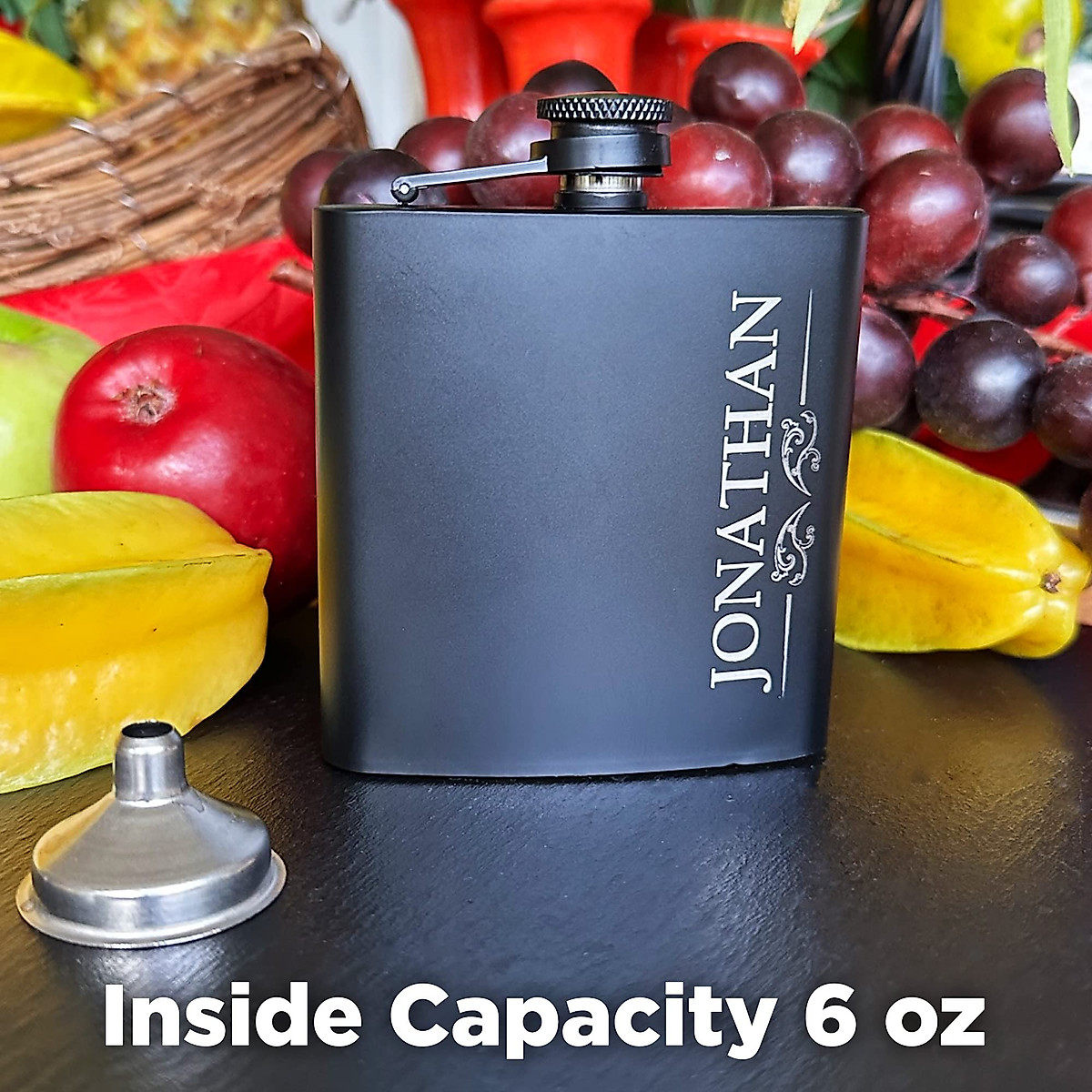 Klin Living Personalized Custom Flask for Men, Groomsmen Flask, Engraved for Men, Women, Groom, Personalized Groomsmen Gifts, 6 oz with Mini Funnel (1)