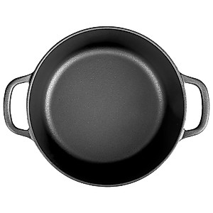 EDGING CASTING Pre-Seasoned Cast Iron Dutch Oven Pot with Lid Dual Handle, Round 5 Quart, Black