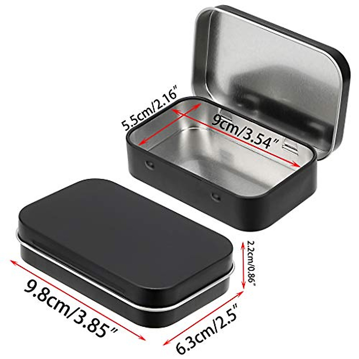 BTSKY 8 Pack Metal Hinged Tins Box Containers Small Metal Tins with Lids Metal Box Tin Cans Mini Bead Organizer for Craft Storage Jewelry Candy Black