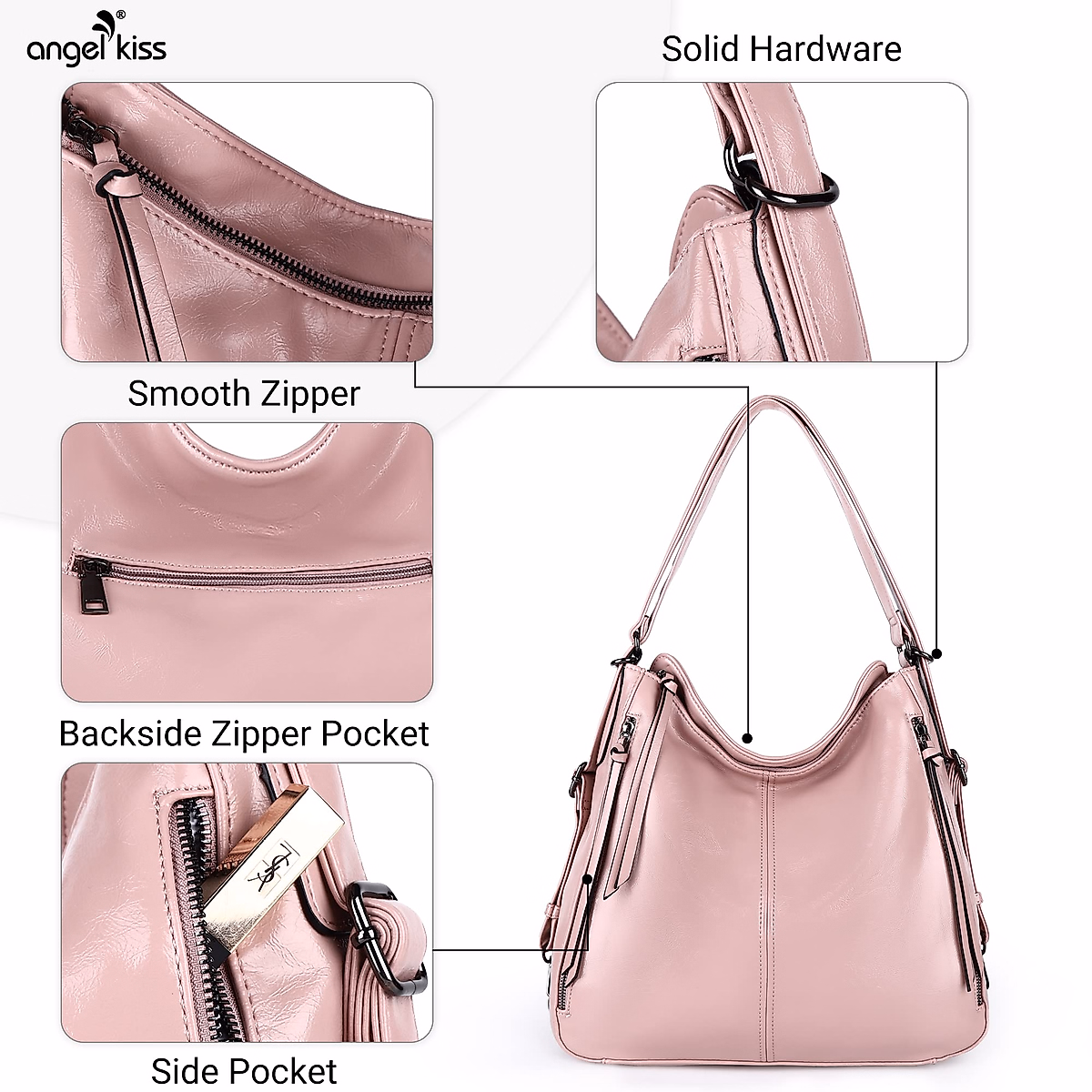 Convertible Backpack Purse For Women Handbag Hobo Tote Satchel Shoulder Bag Apricot
