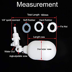PureSec 3/8&1/4 inch RO Tubing Used Plastic Float Valve Shut Off Float Ball Float Switch to Auto-Fill Water Stock Tank,Bucket, Livestock Pool,Cattle Trough, Aquariums, Aquaculture, Water Reservoir