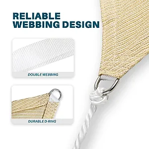 Coarbor 12'x14' Sun Shade Sail Outdoor Canopy Cover Rectangle Heavy Duty Shade Cloth for Backyard Yard Deck Patio Garden Outdoor, Beige