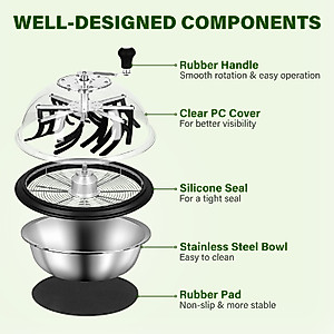 iPower 16 inch Bud Leaf Bowl Trimmer Twisted Spin Cut with Upgraded Gears Sharp Stainless Steel Blades, for Hydroponic Plant, 16", Silver