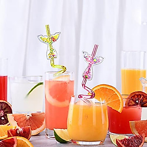 24 Glitter Mermaid Party Favors Mermaid Tail Drinking Straws for Mermaid Birthday Party Supplies with 2 PCS Straws Cleaning Brush